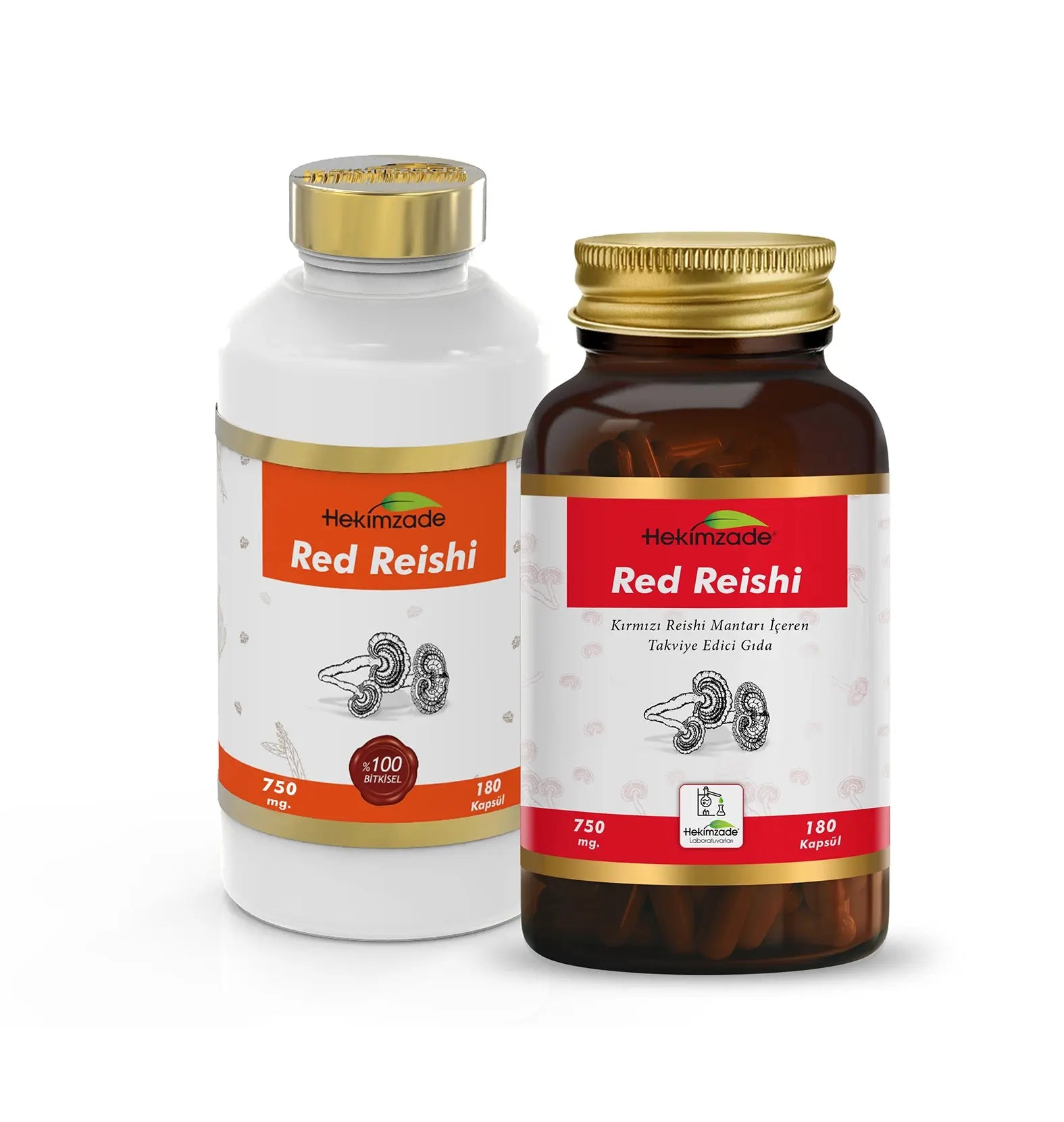 RED REISHI 180 CAPSULES 750mg - Food Supplement Containing Red Reishi